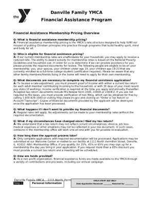YMCA Financial Assistance and Income Based Membership Doc Template ...