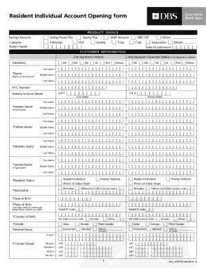 Fillable Online Resident Individual Account Opening Form140119 Fax ...