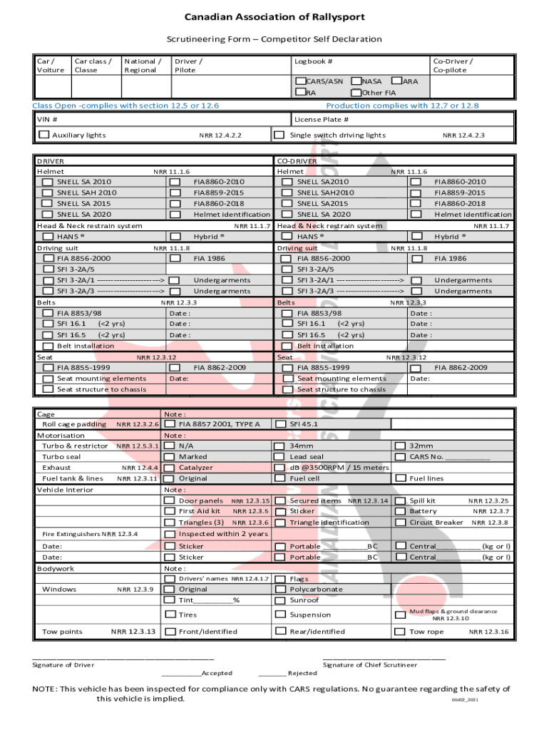Fillable Online General Competition Rules and National Rally ...