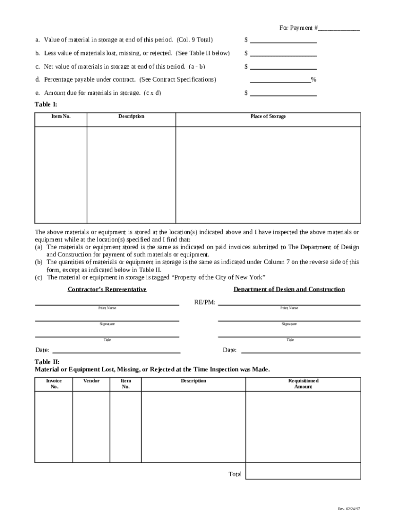 Stored Material Summary (page 2 of 2) Doc Template | pdfFiller