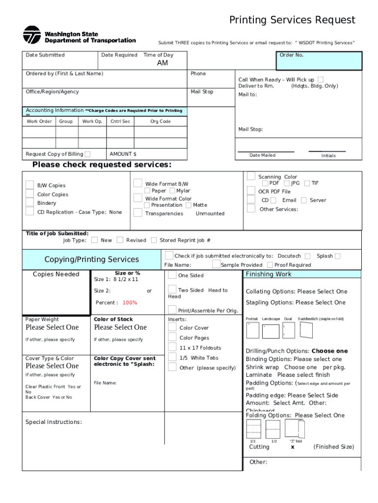 Printing & Mail Services - Printing Services Request - wsdot wa Doc ...