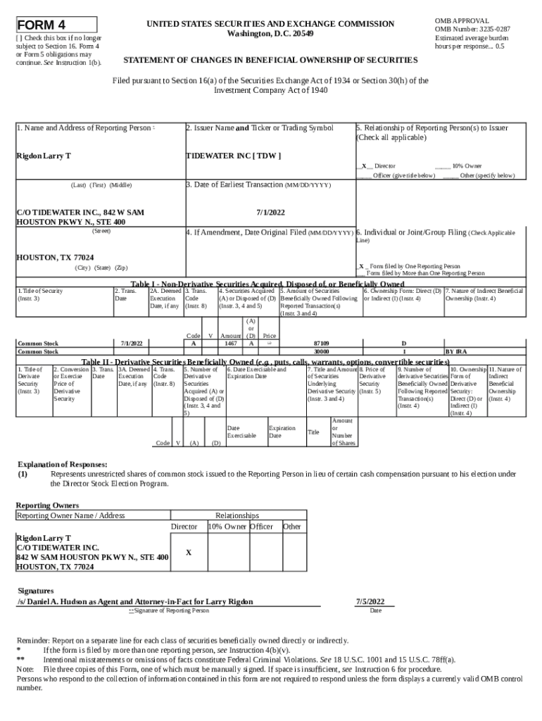 TIDEWATER INC (. EDGAR Online Pro Doc Template | pdfFiller