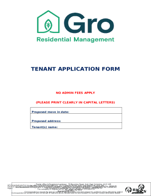 tenant application - Gro Residential Management Doc Template | pdfFiller