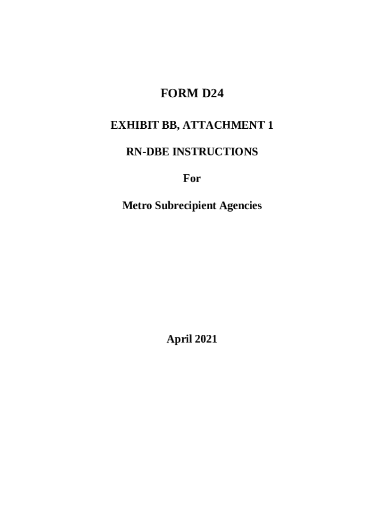 D24 EXHIBIT BB, ATTACHMENT 1 RN-DBE ... Doc Template | pdfFiller