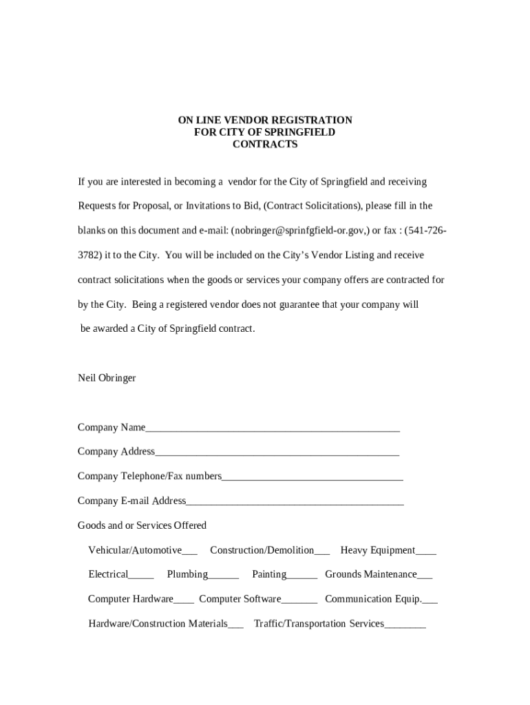 Purchasing Department - City of Springfield Doc Template | pdfFiller