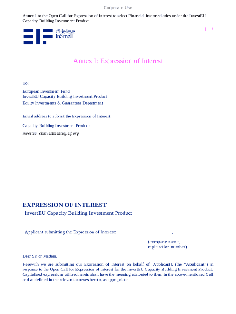 Annex II: Capacity Building Investment Term sheet Doc Template | pdfFiller