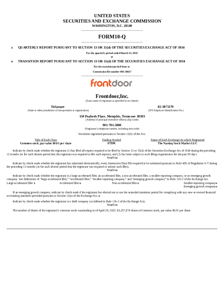 Frontdoor, Inc. (. EDGAR Online Pro Doc Template | pdfFiller