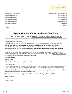 Fillable Online Voter ID - Voter Authority Certificate Fax Email Print ...