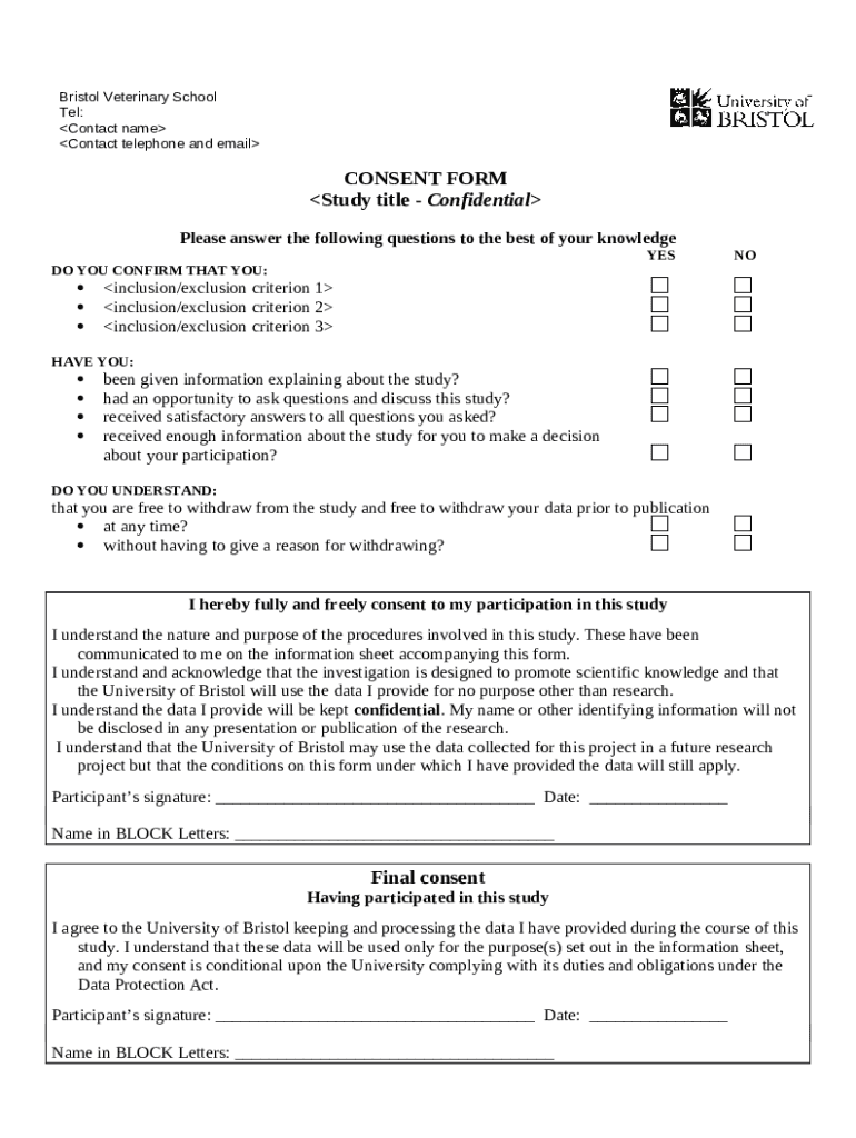 FoHS participant ination sheet template (Office document ... Doc Template | pdfFiller