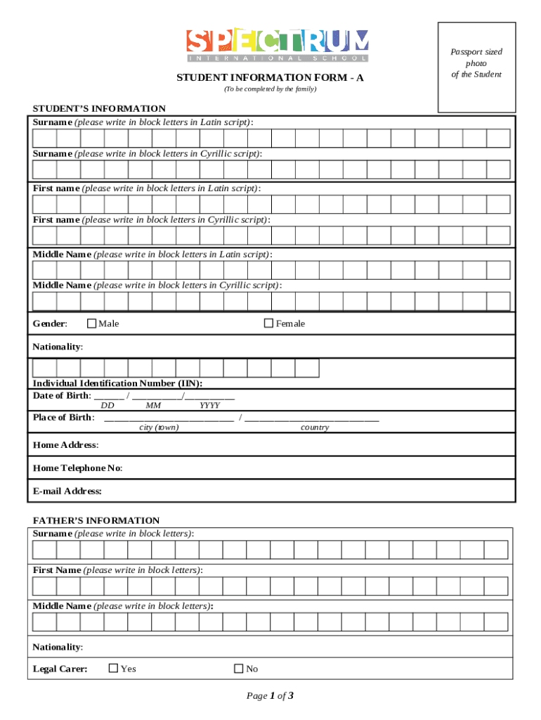 Download "Student Ination (EN)" Doc Template | pdfFiller