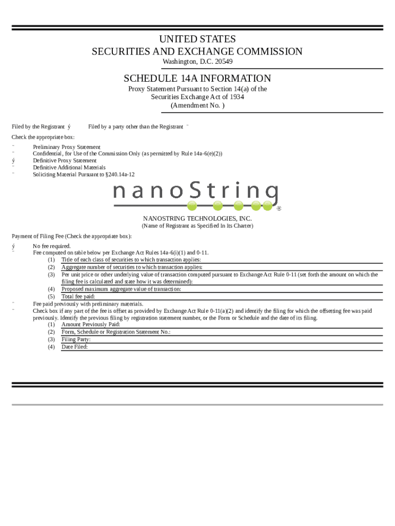 NanoString Technologies Inc (. EDGAR Online Pro Doc Template | pdfFiller