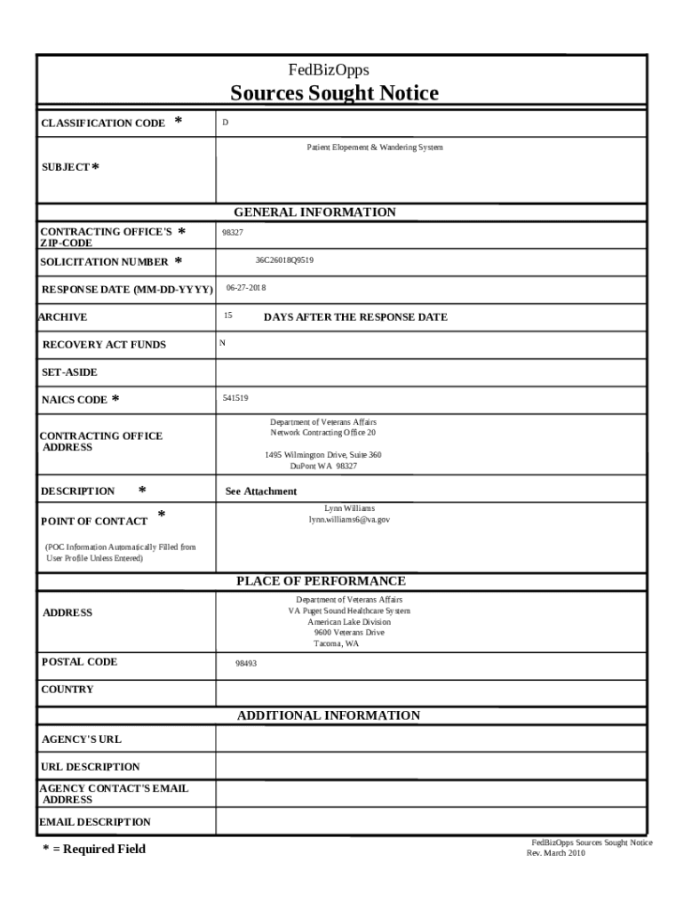 Responding to a Sources Sought Notice (SSN) & Request for ... Doc Template | pdfFiller