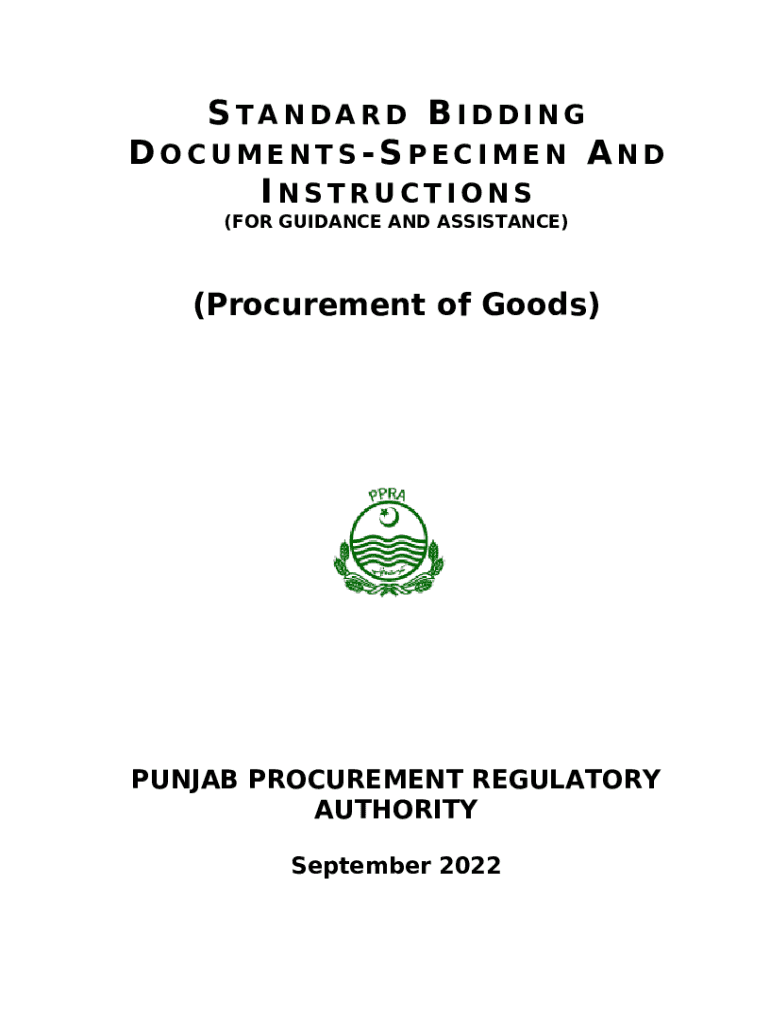 Standard Templates/Bidding Documents - PPRA Punjab Doc Template | pdfFiller