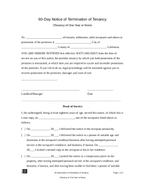 60-Day Notice of Termination of Tenancy Doc Template | pdfFiller