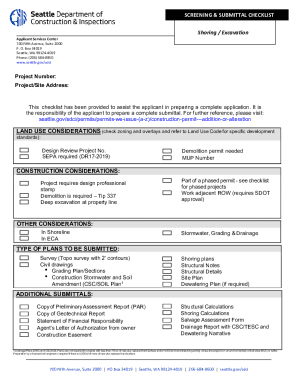 Fillable Online Seattle SDCI Form - Construction Checklist - Shoring ...