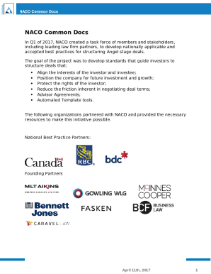 STANDARD NACO TERM SHEET for PREFERRED SHARES ... Doc Template | pdfFiller