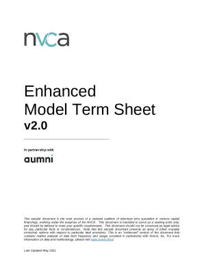 Model Term Sheet v2 Doc Template | pdfFiller
