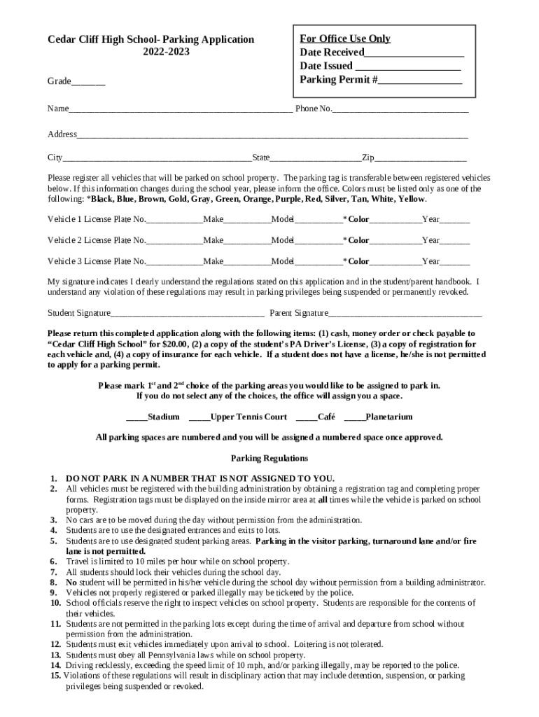 Enrollment Application - Cliff Park High School Doc Template | pdfFiller