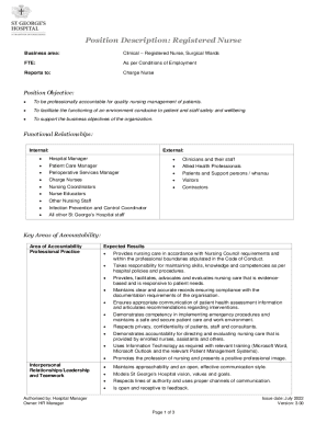 Fillable Online Registered Nurse job description template - Workable ...