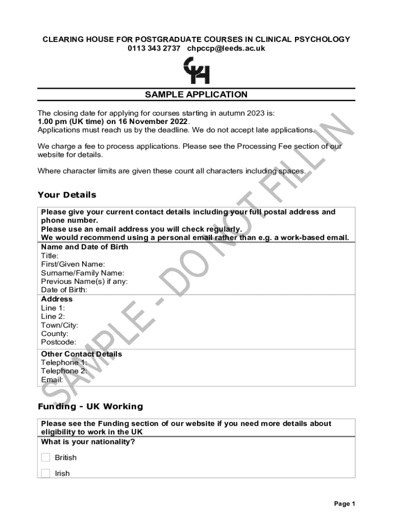 Sample application.pdf - Clearing house Doc Template | pdfFiller