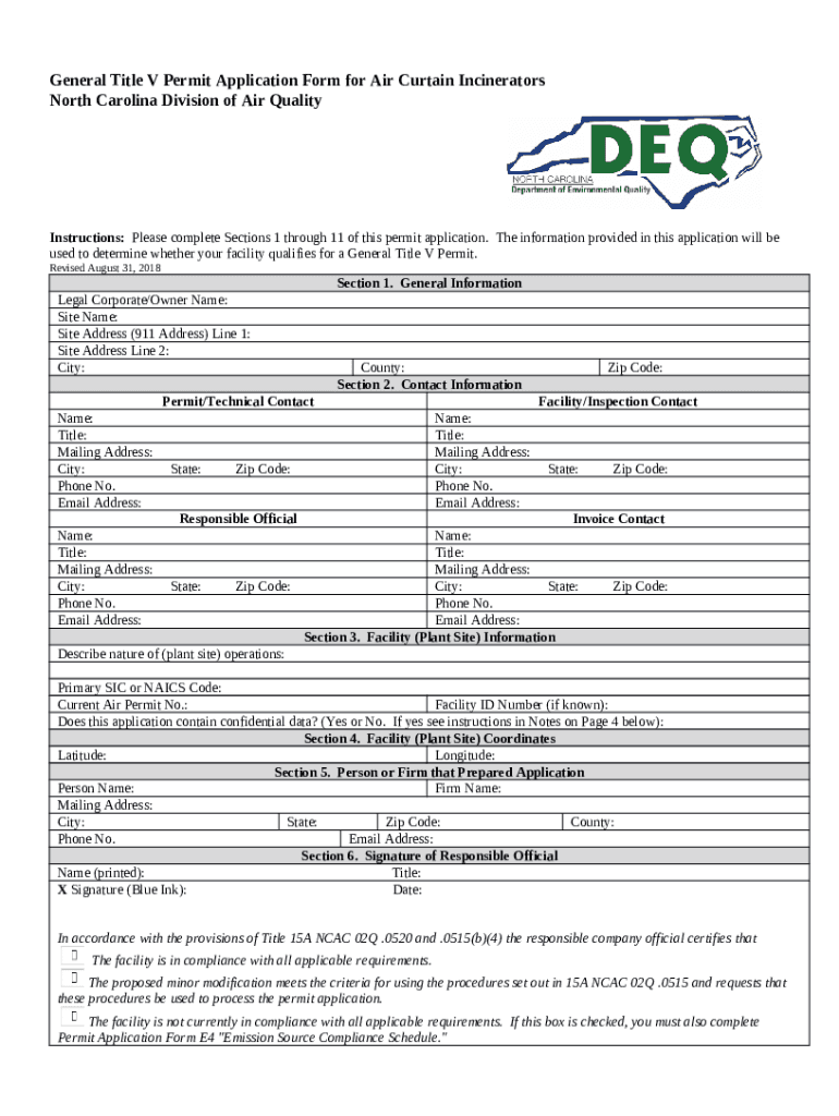 General Title V Permit Application for Air Curtain ... Doc Template ...