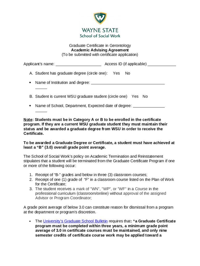 Certificate in Gerontology Program - socialwork wayne Doc Template ...