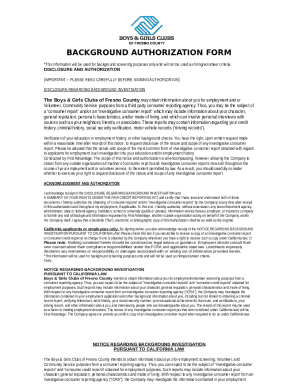 Background Check Disclosure and Authorization Doc Template | pdfFiller