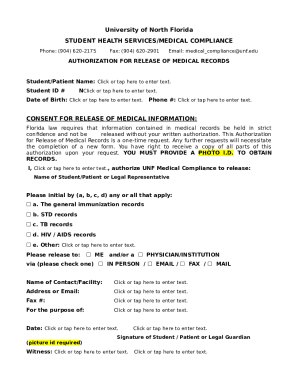 Immunization Record Release - University of North Florida Doc Template ...