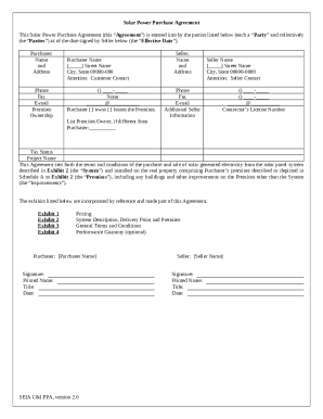 SEIA C&I PPA, version 2.0 Solar Power Purchase Agreement Doc Template ...