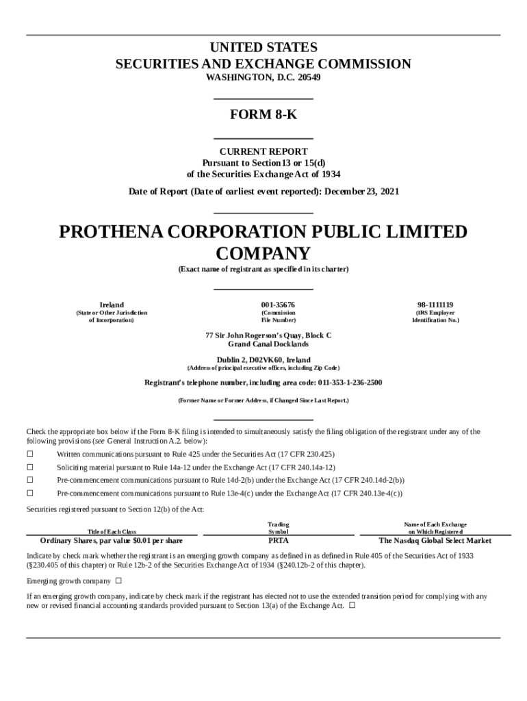 PROTHENA CORP PUBLIC LTD CO (. EDGAR Online Pro Doc Template | pdfFiller
