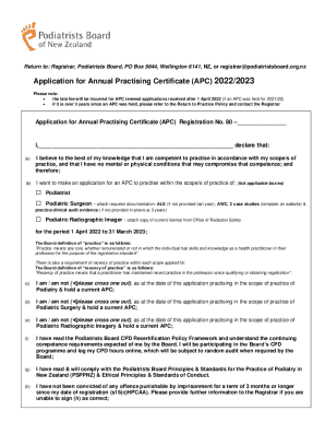 Fillable Online Annual Practising Certificate (APC) - Podiatrists Board ...