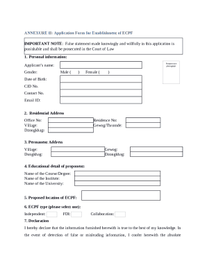 ANNEXURE II: Application for Establishment of ECPF Doc Template | pdfFiller
