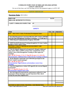 ROO Inspection - U.S. Army Cadet Command Doc Template | pdfFiller