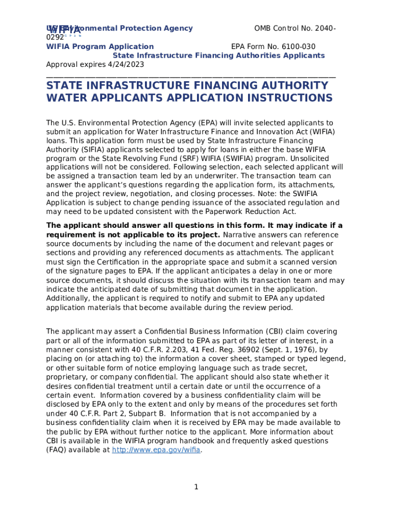 WIFIA Application ProcessUS EPA Doc Template | pdfFiller