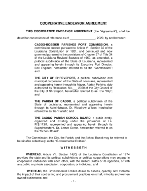 Fillable Online Cooperative Endeavor Agreement: Definition & Sample Fax ...