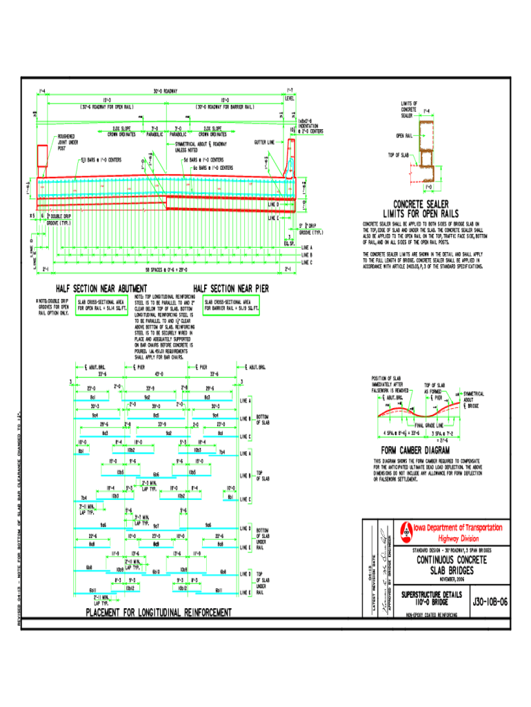 Fillable Online J30-10B-06 FORM CAMBER DIAGRAM Highway ... - Iowa DOT ...