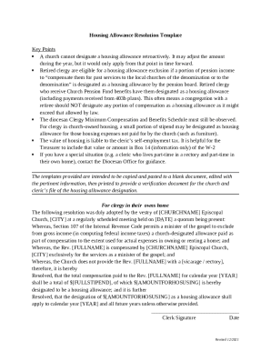Housing Allowance Resolution template Doc Template | pdfFiller