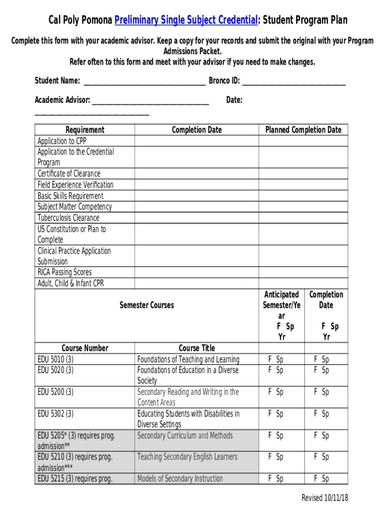 s - Registrar's Office - Cal Poly Pomona Doc Template | pdfFiller