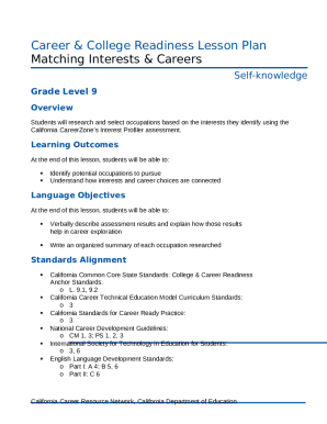 . Career and College Readiness Lesson Plan Doc Template | pdfFiller