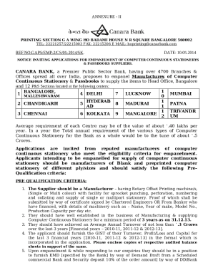 ANNEXURE - II - Canara Bank Doc Template | pdfFiller