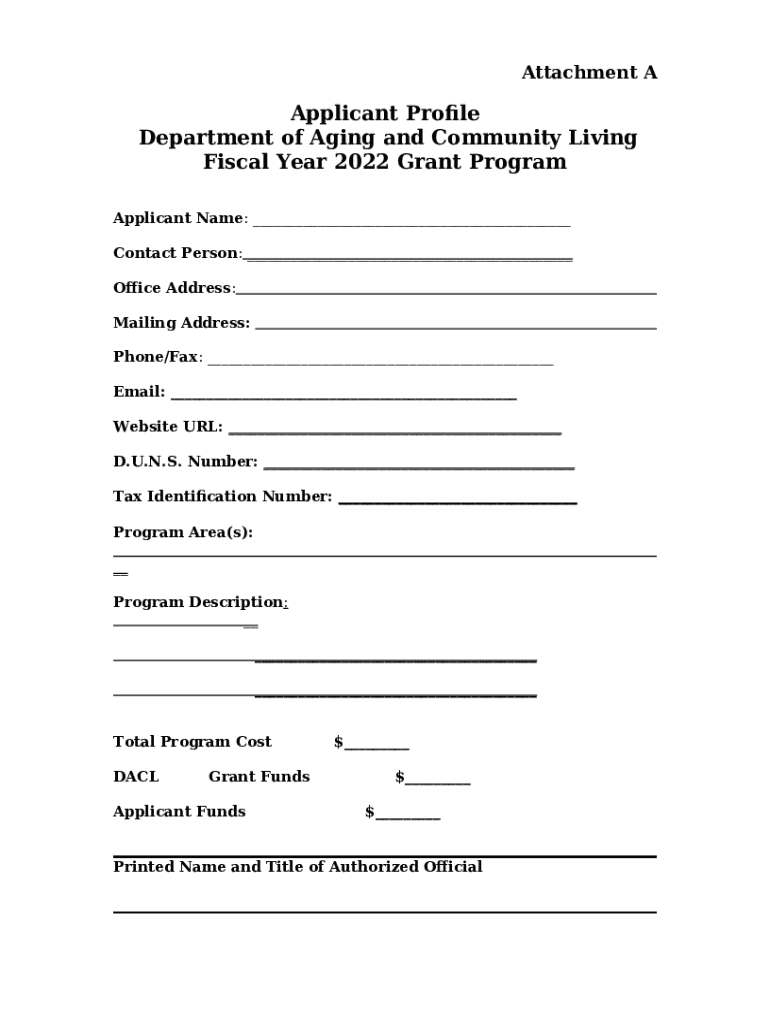 Attachment A - Department of Aging and Community Living Doc Template | pdfFiller