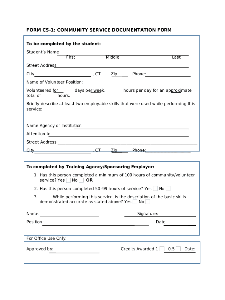 Community Service Hours - Students Doc Template | pdfFiller