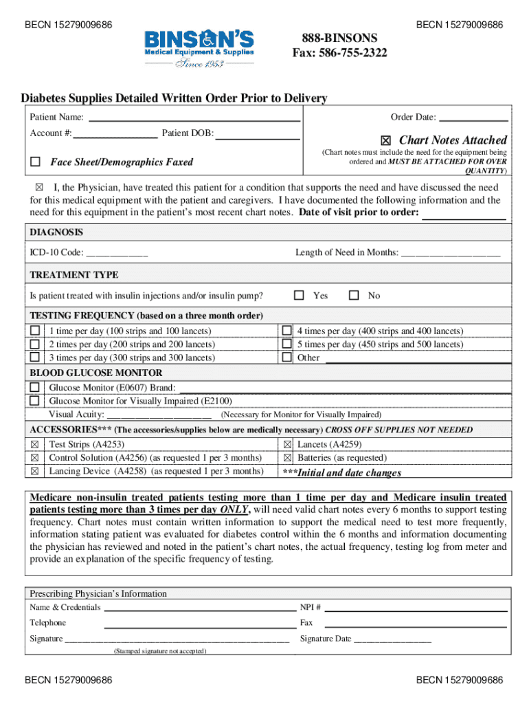 Fillable Online Diabetes Supplies Detailed Written Order Prior to ...