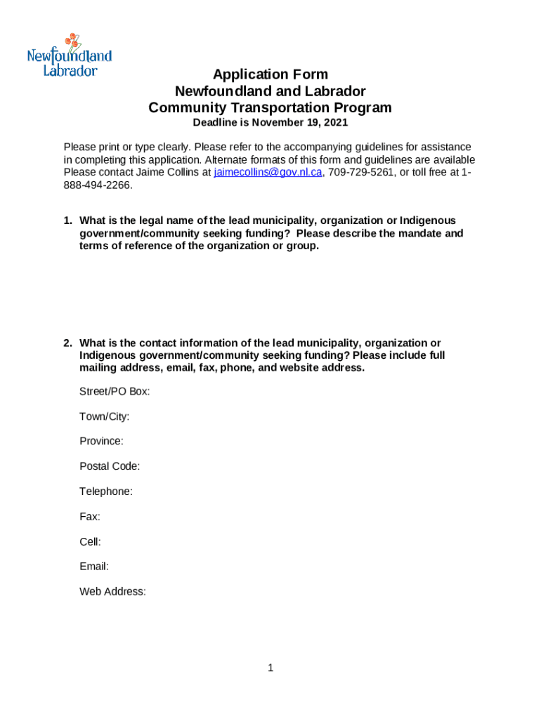 Application Newfoundland and Labrador Community ... Doc Template ...