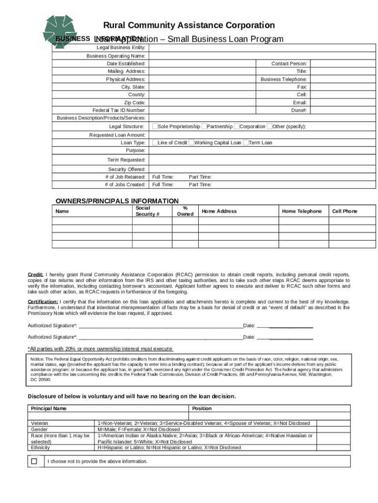 Borrower Ination - Rural Community Assistance Corporation Doc Template ...