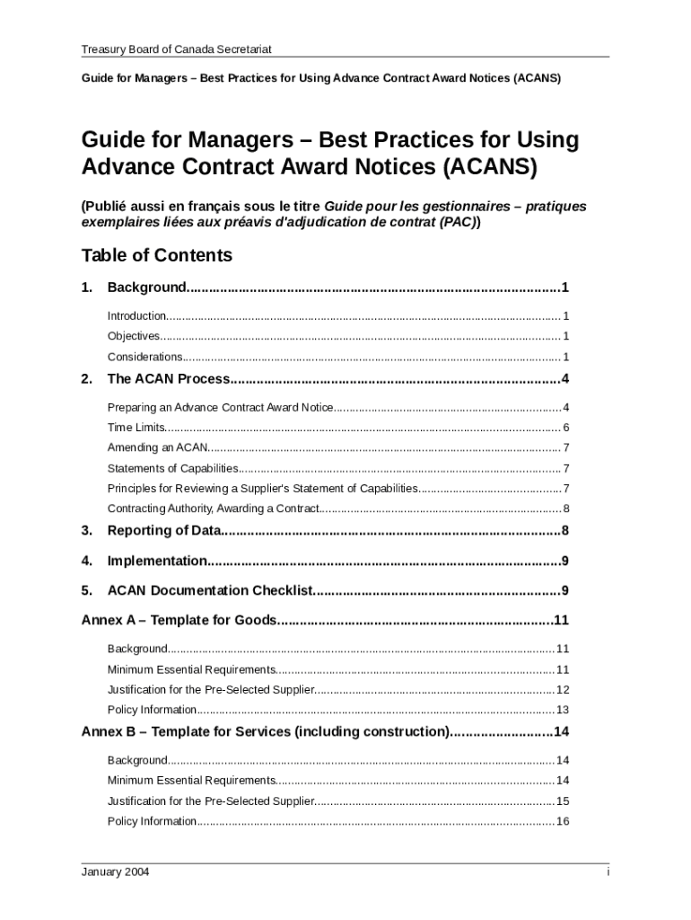Annex: Model content of an Advance Contract Award Notice Doc Template ...