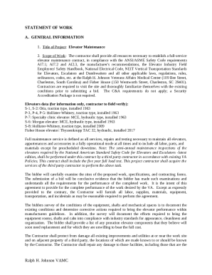 STATEMENT OF WORK FOR FULL MAINTENANCE AND ... Doc Template | pdfFiller