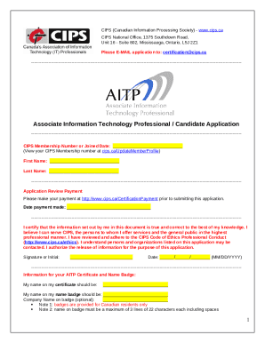 CIPS (Canada's Association of I.T. Professionals) Doc Template | pdfFiller