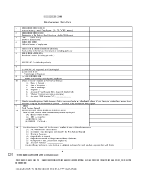 Reimbursement Claim - East Central Railway Doc Template | pdfFiller
