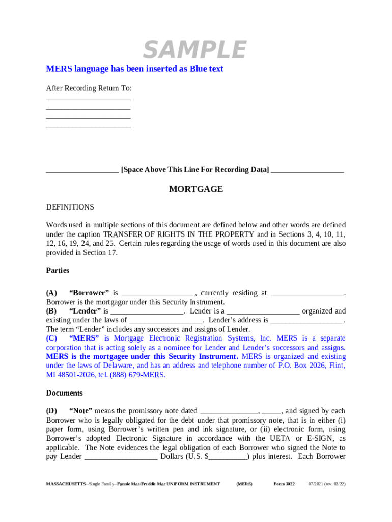 SAMPLE MERS language has been inserted as Blue text Doc Template ...